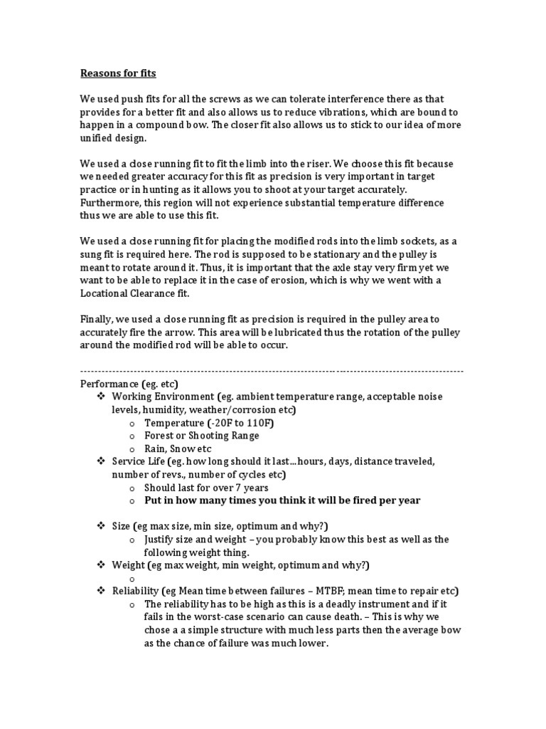 Bullet Points and Tolerance Justifications | PDF | Reliability ...