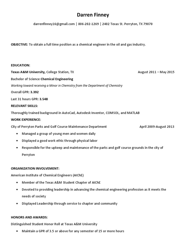 Darren Cole Finneys Resume | PDF | Business | Science & Mathematics