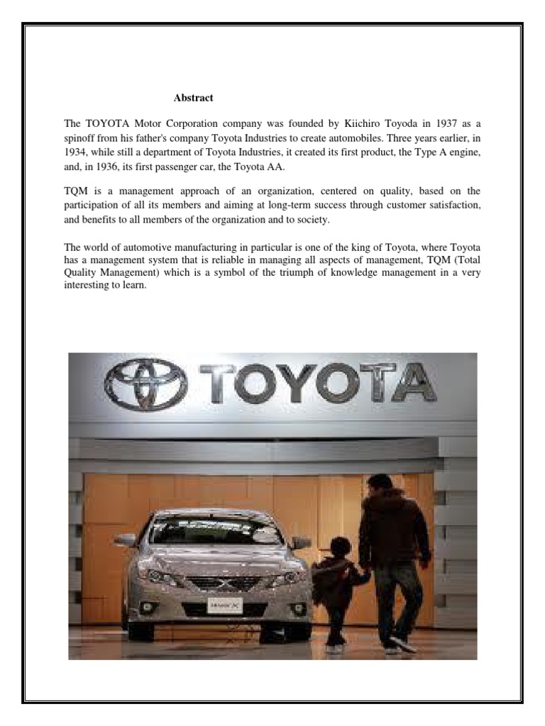 Total Quality Management Applying to Toyota Motors 1 | Toyota ...
