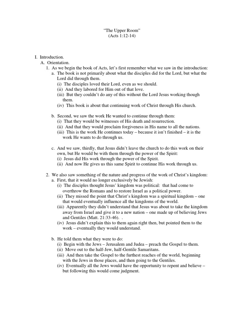 Insights on the Upper Room in Acts | PDF | Jesus | Prayer