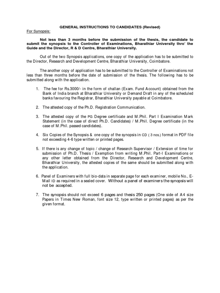 General Instructions | PDF | Thesis | Doctorate