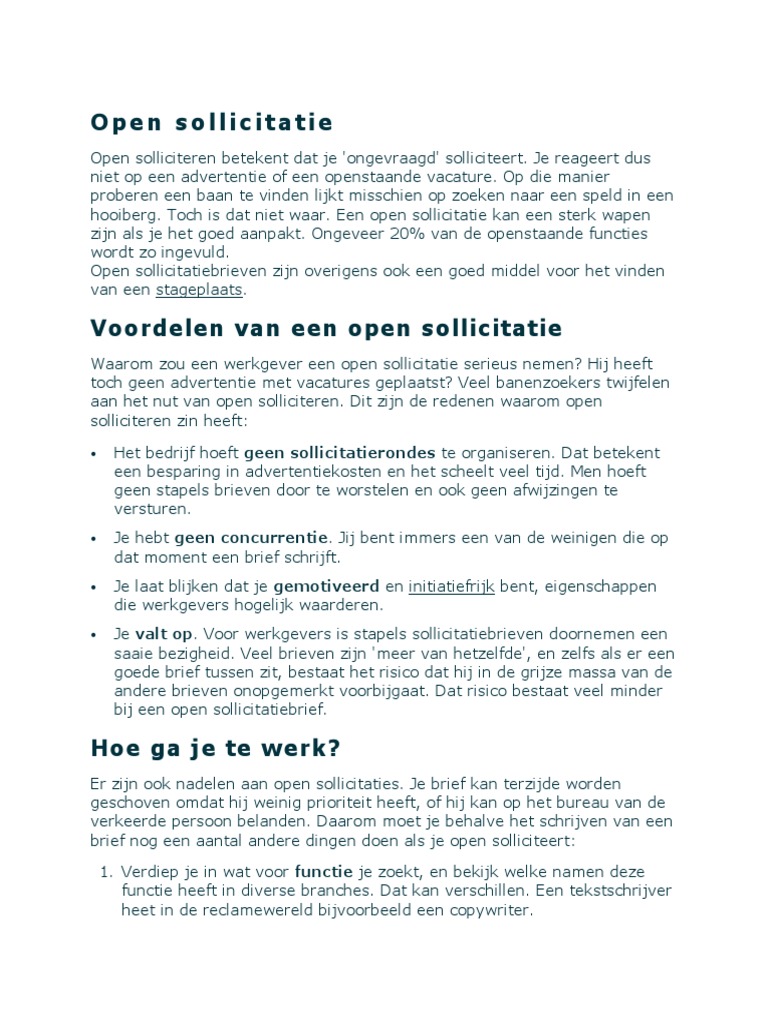 Open Sollicitatie | PDF