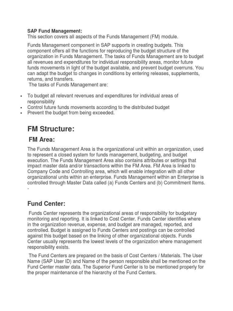 SAP Fund Management | PDF | Asset Management | Budget