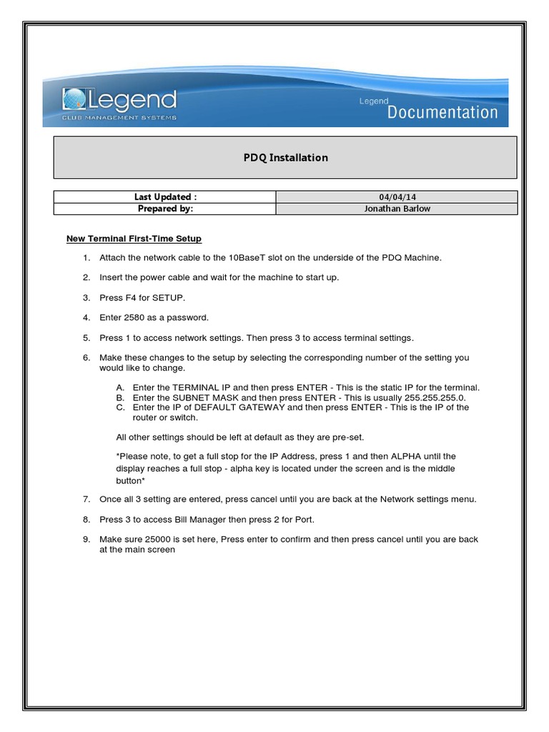 PDQ Installation v1 1 | PDF | Ip Address | Menu (Computing)