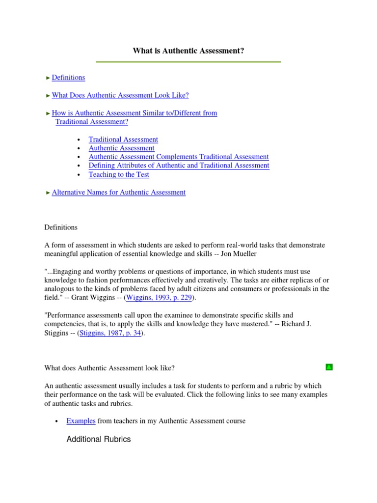 Authentic vs Traditional Assessment | PDF | Educational Assessment ...