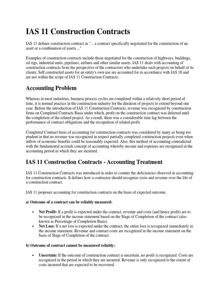IAS 11 Construction Contracts | Download Free PDF | Revenue | Profit (Accounting)