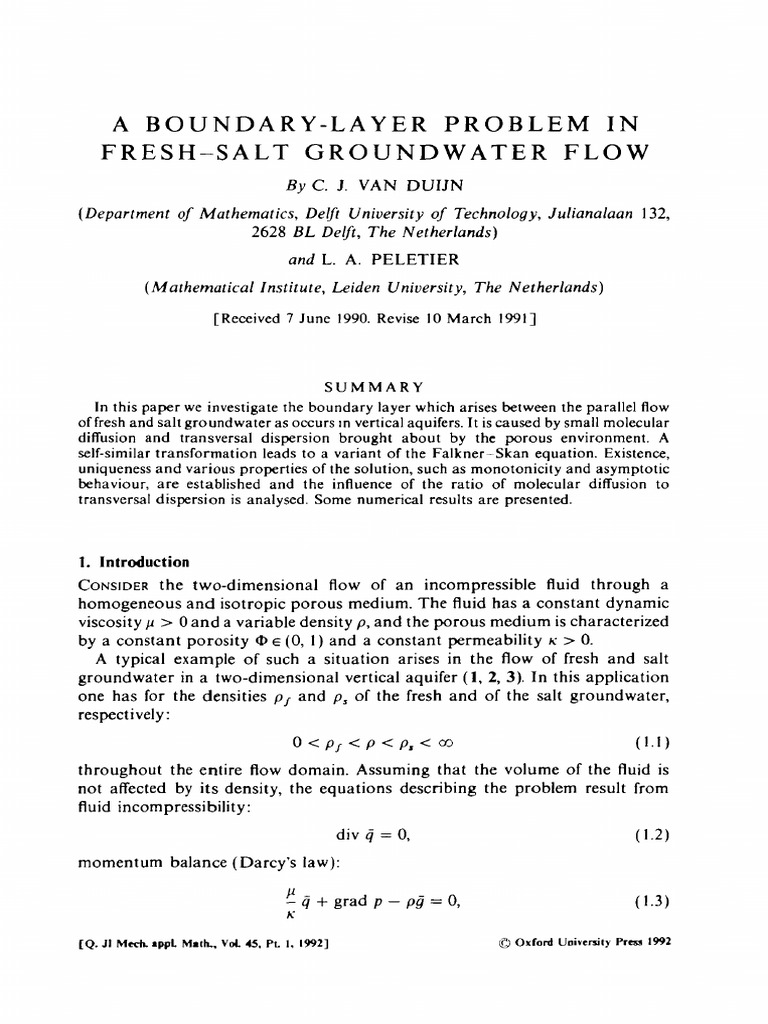 Oup Vanduijn 1992 | PDF | Boundary Layer | Fluid Dynamics