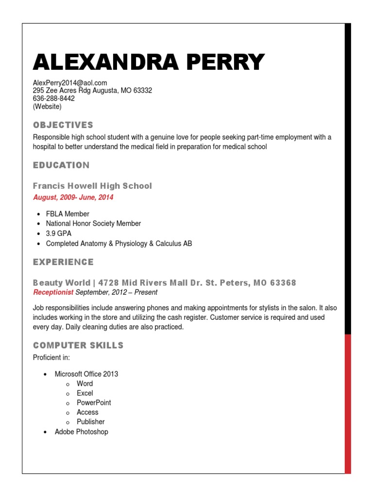 Alexandra Perry: Objectives | PDF | Career & Growth