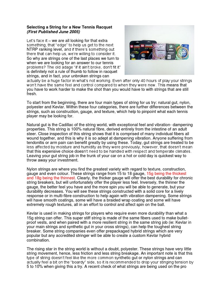 String For A New Tennis Racquet | PDF | Sports | Nature