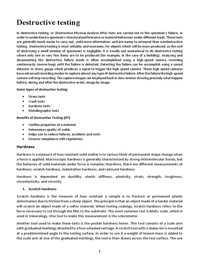 Destructive and Non-Destructive testing | Hardness | Nondestructive Testing