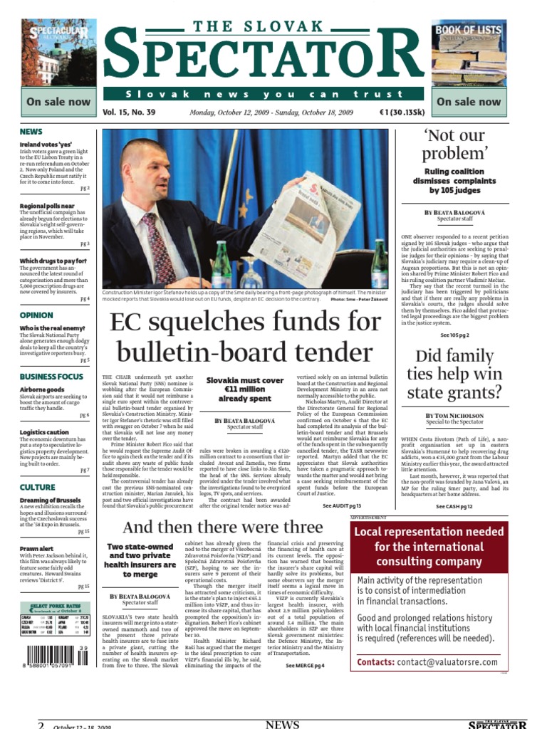 The Slovak Spectator 15 - 39 | PDF | Slovakia | European Union