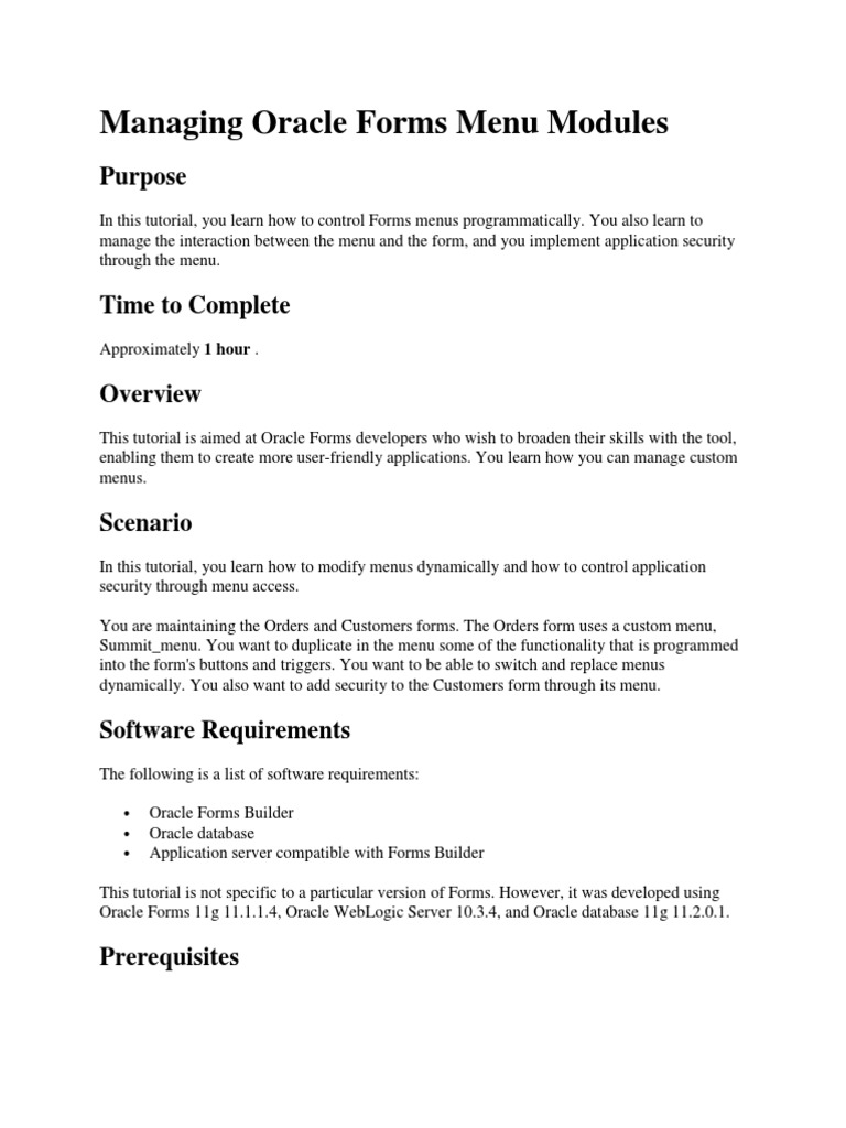 Managing Oracle Forms Menu Modules Pdf Plsql Button Computing 1698