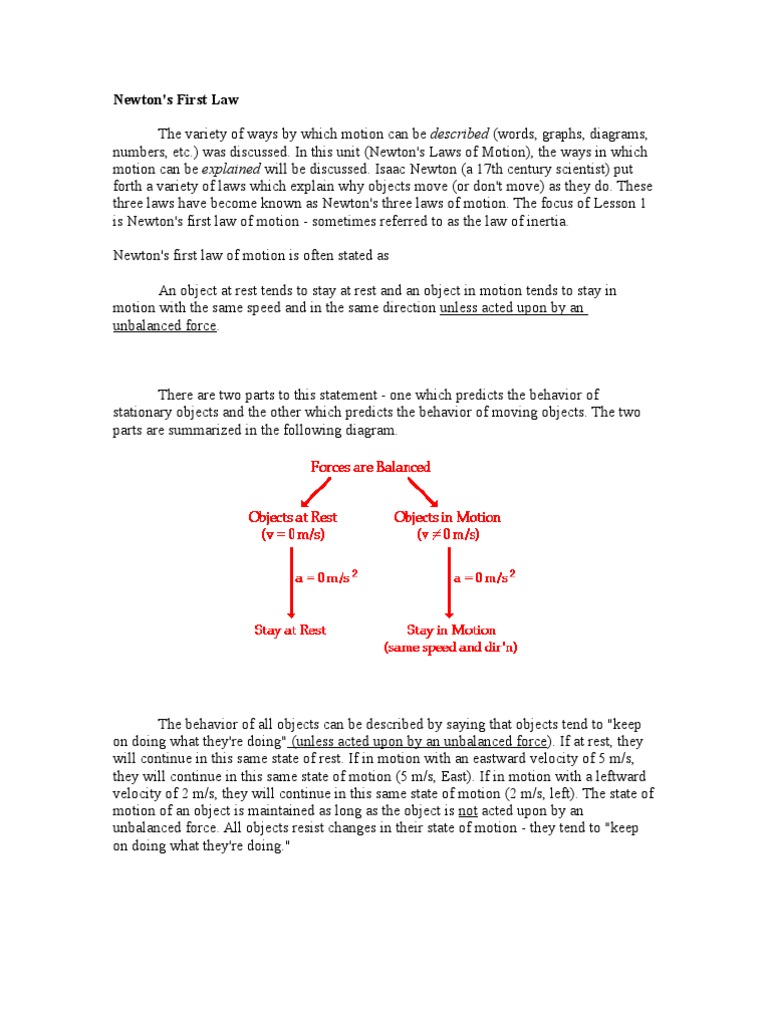 Newton's First Law | PDF | Friction | Force