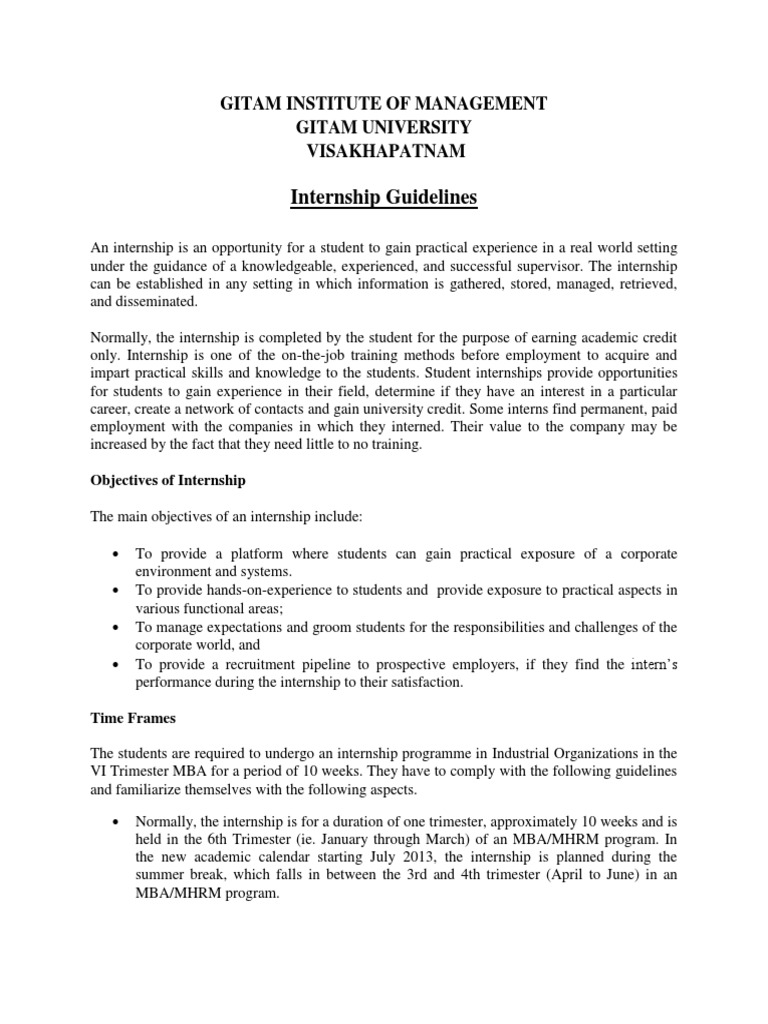 guidelines internship | Internship | Marketing