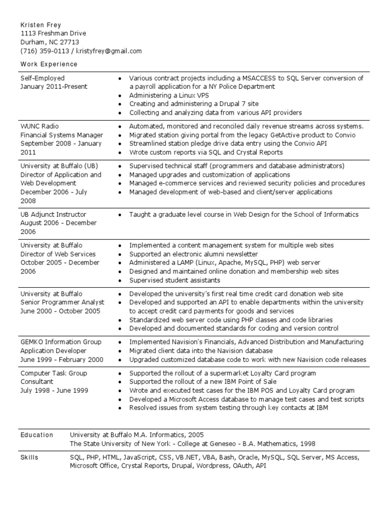 SQL Report Writer Resume | PDF | Microsoft Access | My Sql