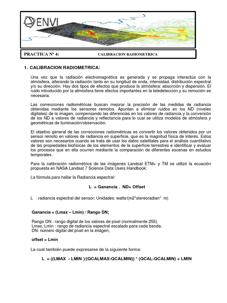 PRACTICA #4 - Calibracion Radiometrica | PDF | Sensores remotos ...