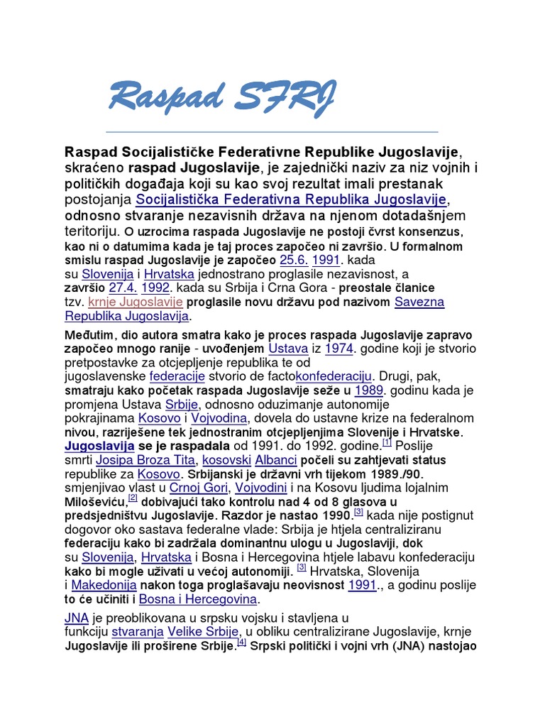 Raspad SFRJ | PDF