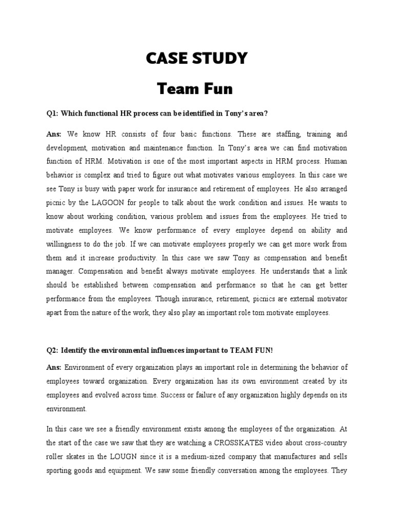 Case Study Team Fun | PDF | Motivation | Motivational