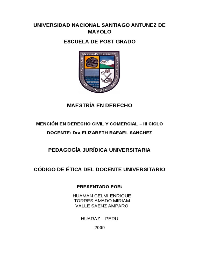 Codigo de Etica Del Docente Universitario 1 | PDF | Maestros | Universidad