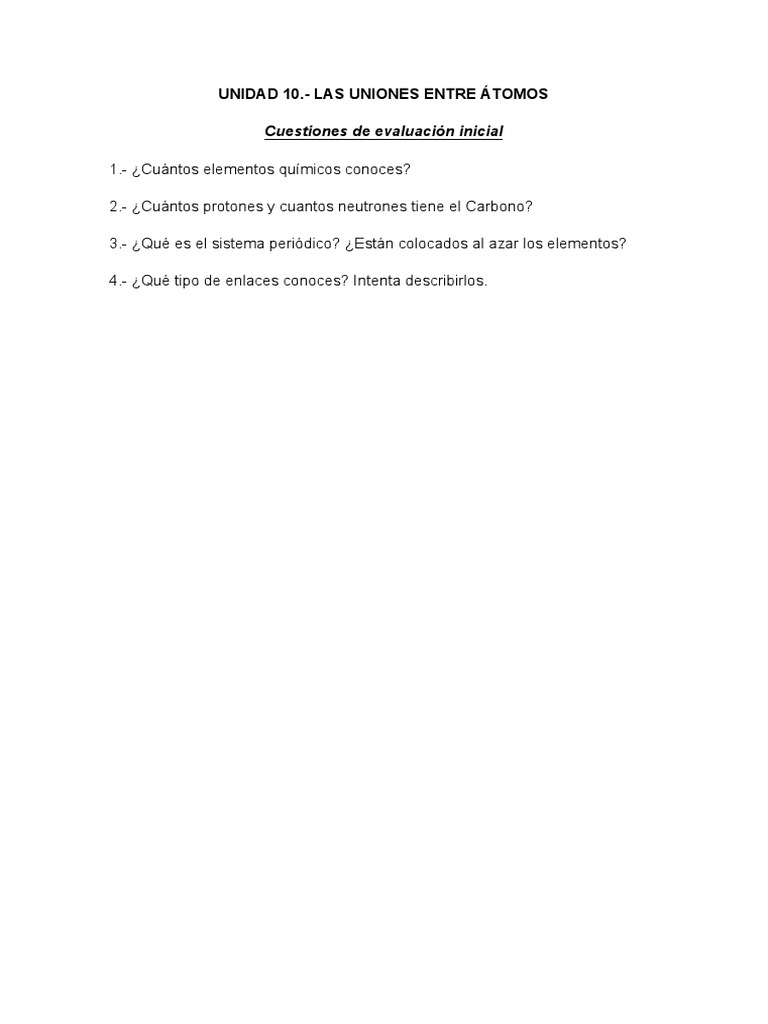 Uniones Atómicas y Enlaces Químicos | PDF | Moléculas | Enlace químico