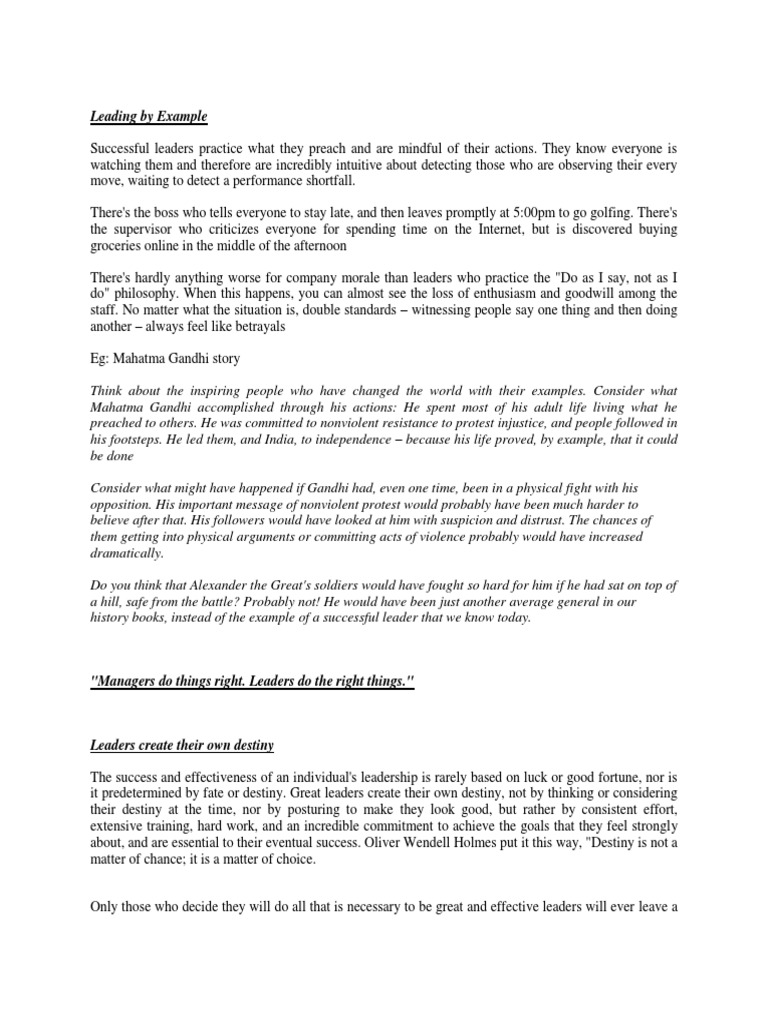 Leading by Example | PDF | Mahatma Gandhi | Destiny
