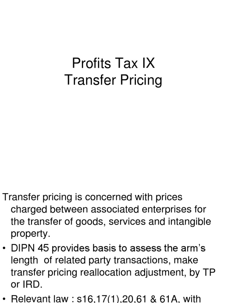 Profits Tax IX Transfer Pricing | PDF | Permanent Establishment | Economies