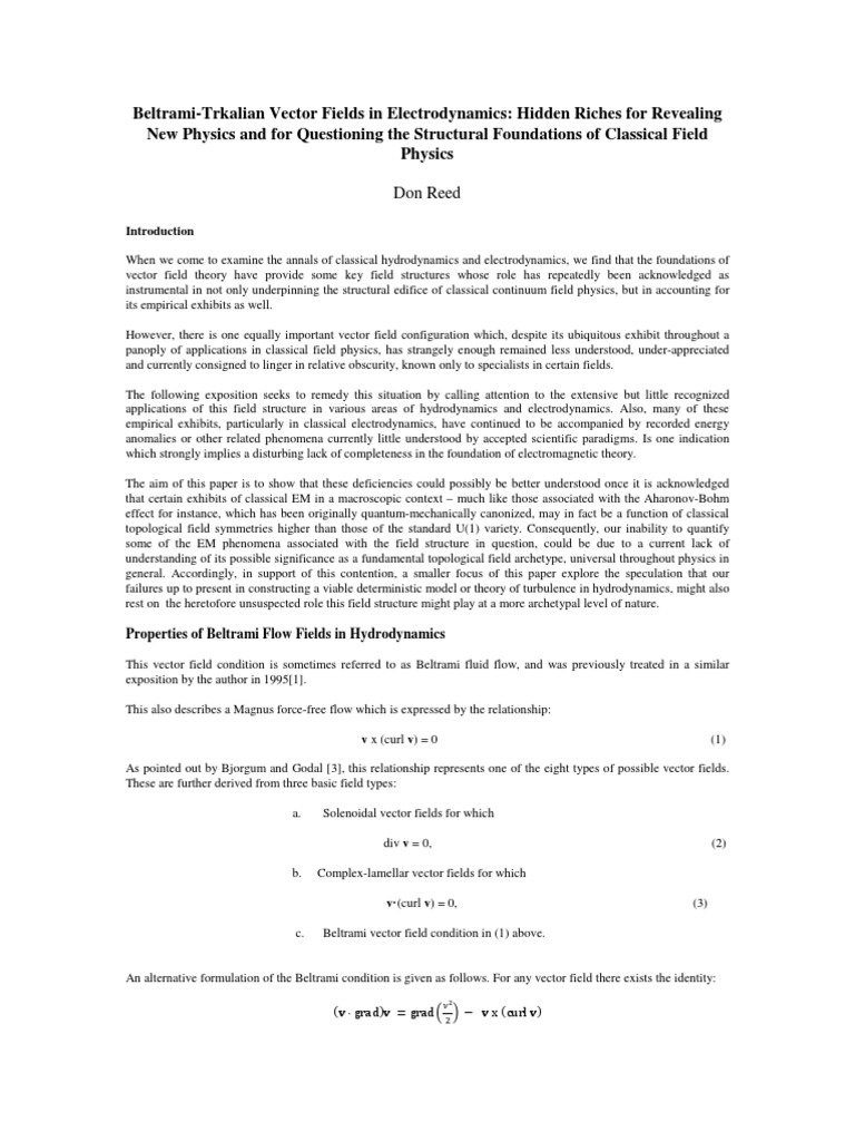Beltrami Trkalian Vector Fields In Electrodynamics Pdf 1314