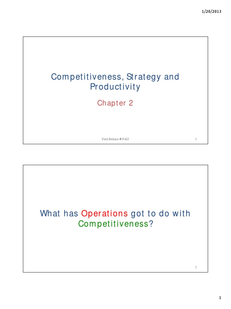 Competitiveness, Strategy and Productivity: Operations | PDF ...