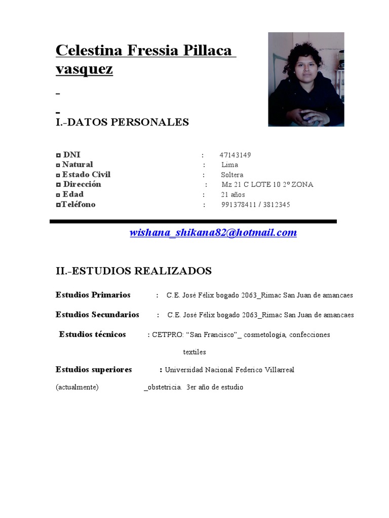 Muestra de Curriculum Vitae | PDF