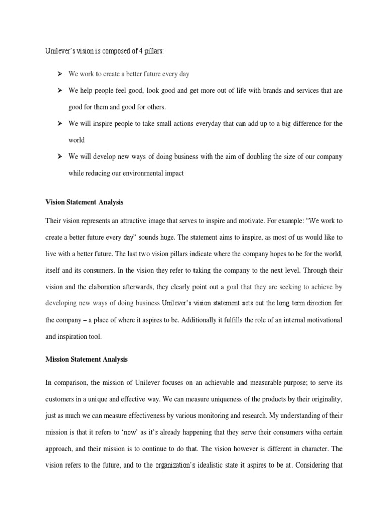 Unilever's Vision and Mission Overview | PDF | Goal | Marketing