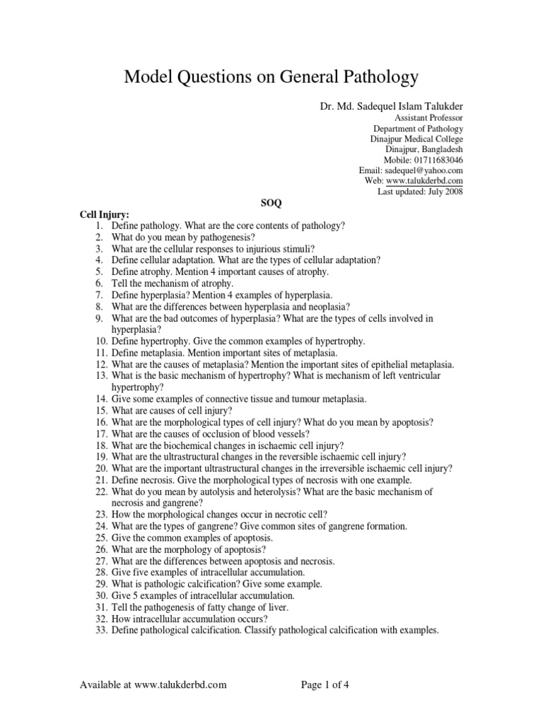 General Pathology Question | PDF | Thrombosis | Inflammation