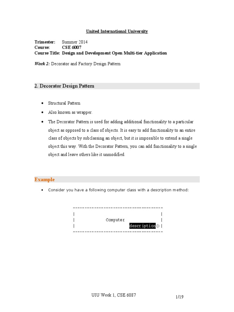Decorator Design Pattern | Download Free PDF | Method (Computer ...