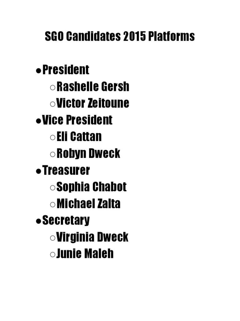 SGO 2015 Campaign Platforms | PDF | Hebrew Words And Phrases | Foreign ...