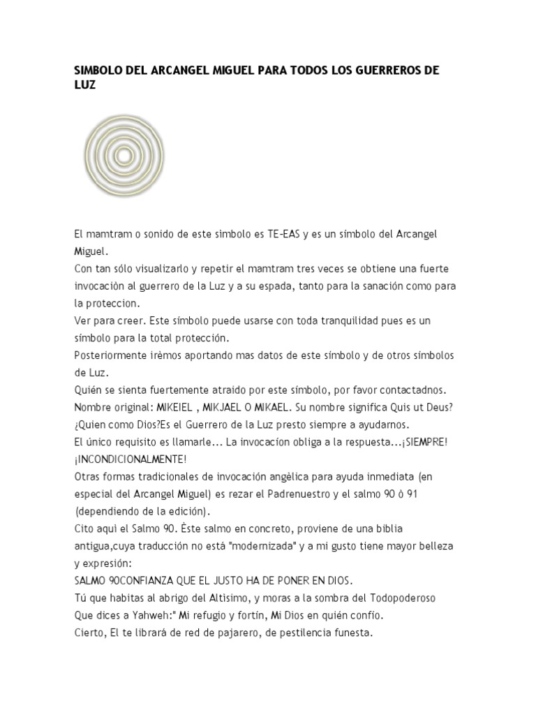 Símbolo del Arcángel Miguel para guerreros de luz | PDF
