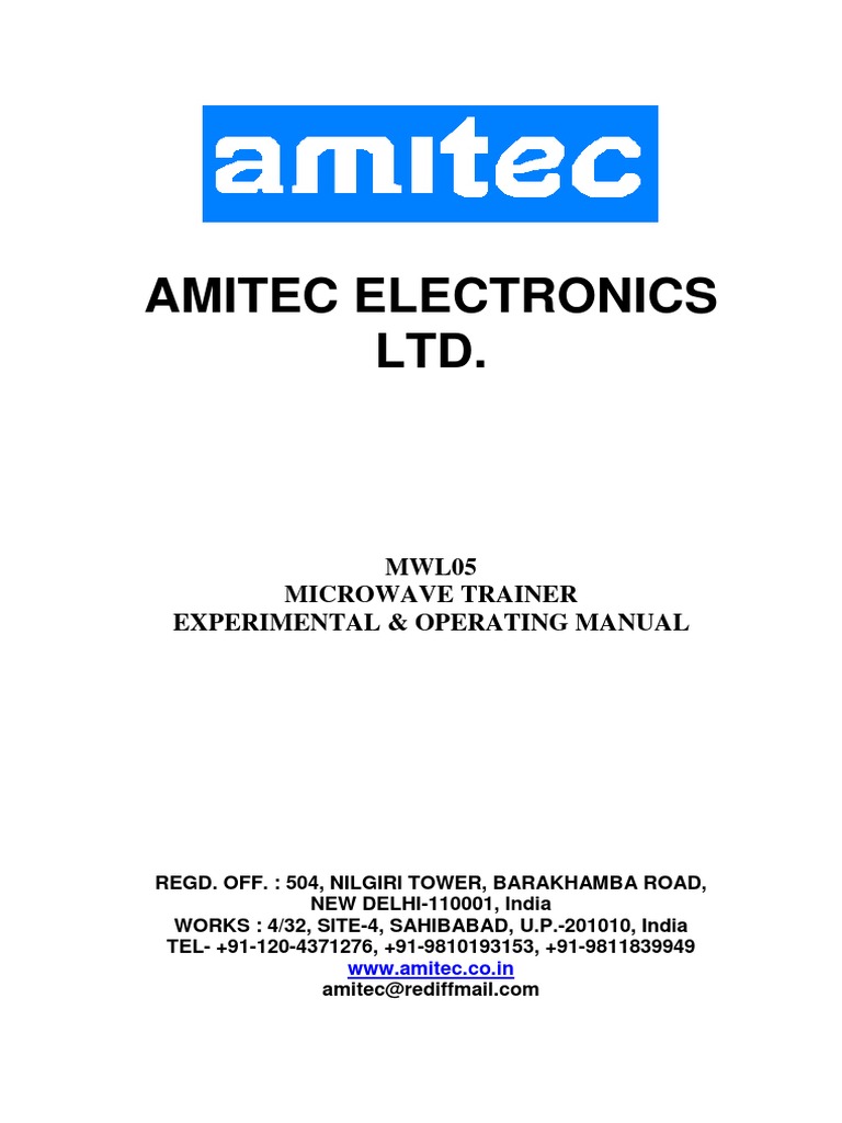 Microwave Trainer Manual | PDF | Waveguide | Diode