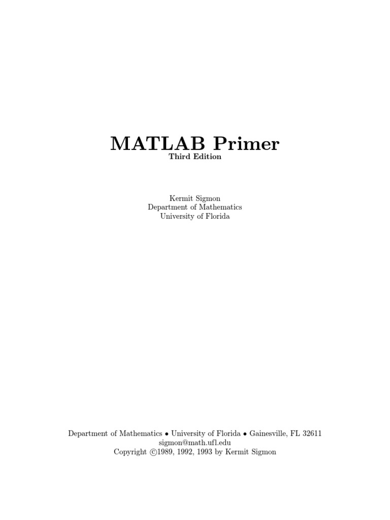 MATLAB Primer: Third Edition | PDF | Matrix (Mathematics) | Matlab