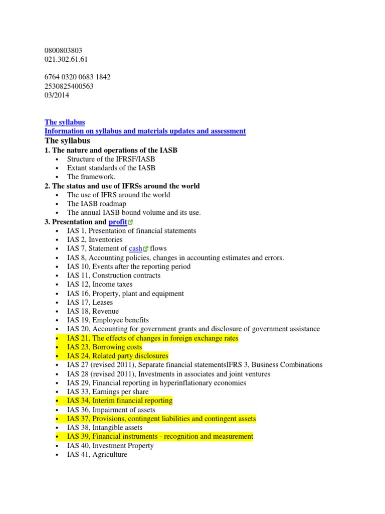 Ias - Ifrs | PDF