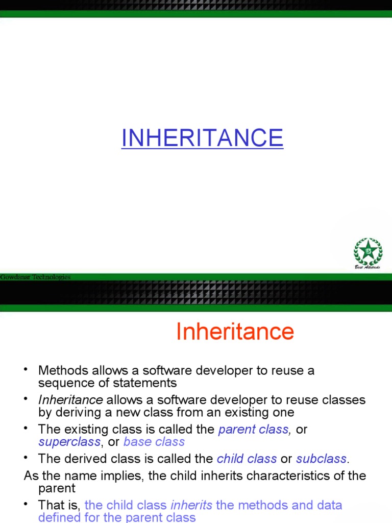 Inheritance Pdf Inheritance Object Oriented Programming Method 5206