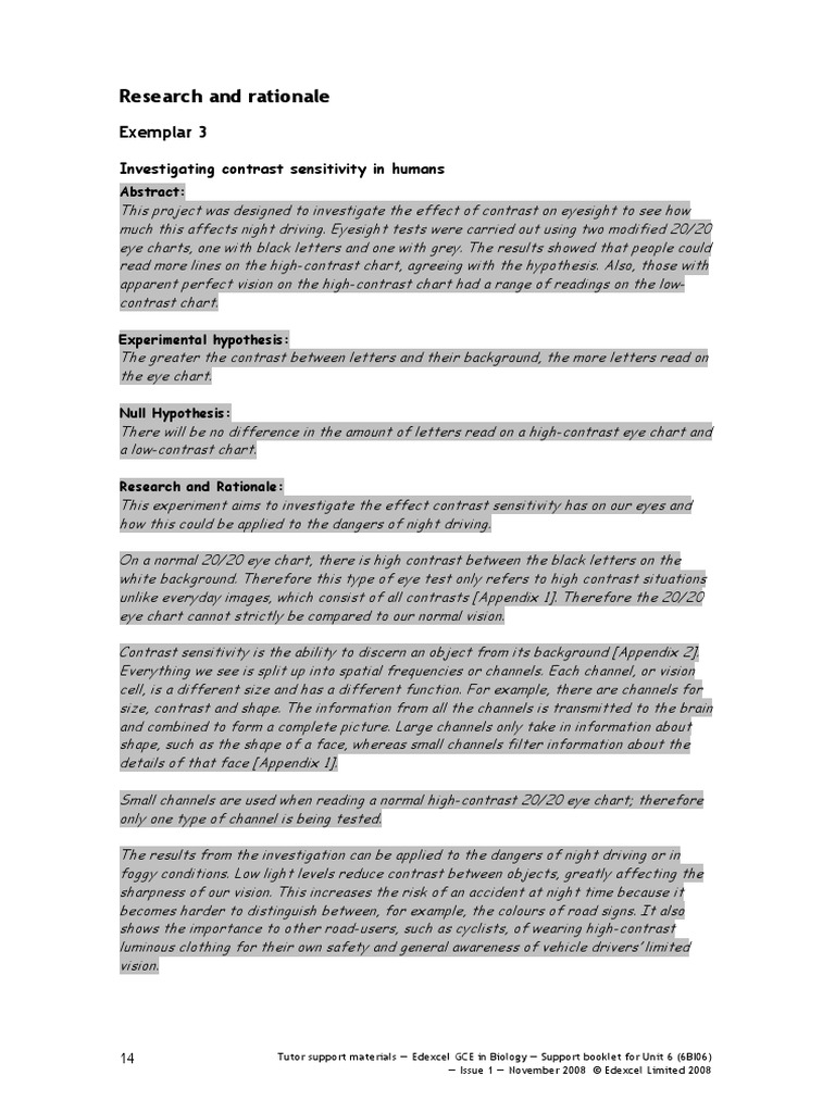 Research and Rationale: Exemplar 3 | PDF | Contrast (Vision) | Visual ...