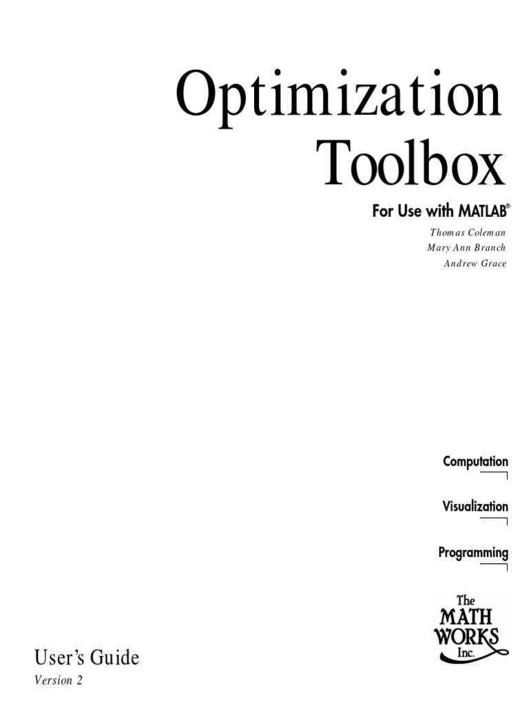 Optimization Toolbox: User's Guide | PDF | Least Squares | Mathematical Analysis