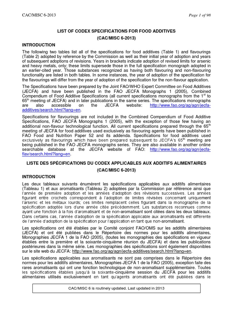 Codex Food Additive Specs | PDF | Sodium Hydroxide | Acetate