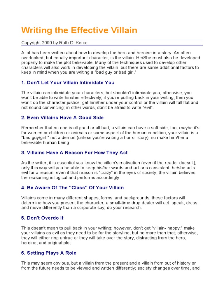 Writing the Effective Villain: 1. Don't Let Your Villain Intimidate You