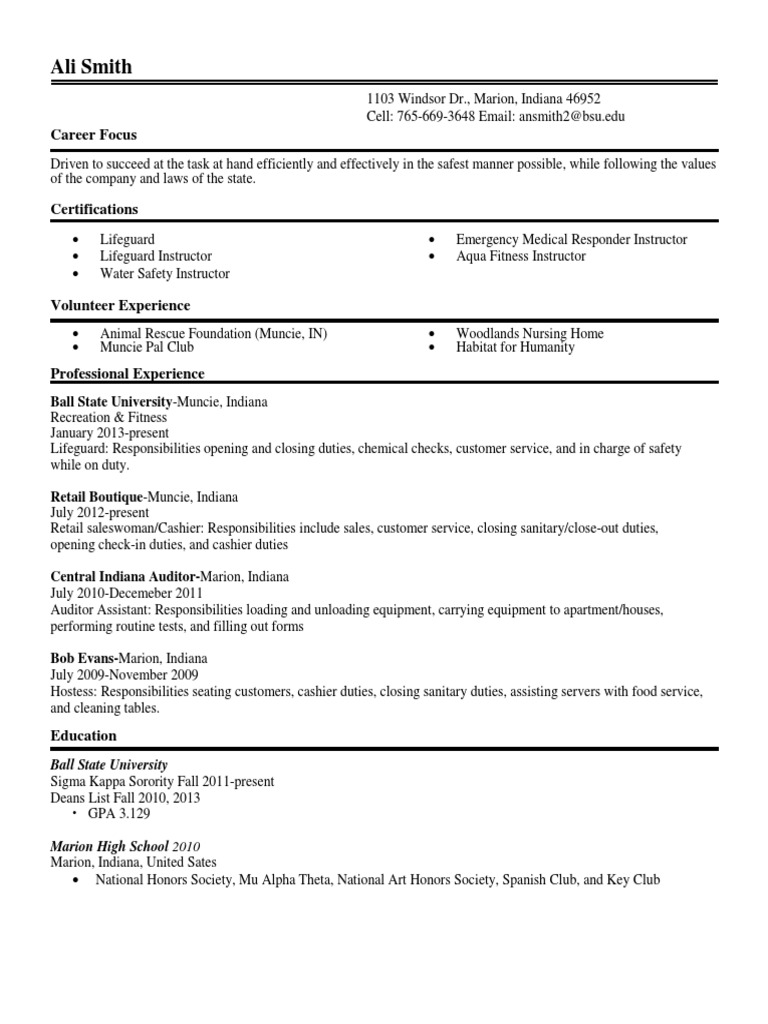 Ali Smith's Professional Resume | PDF | Business