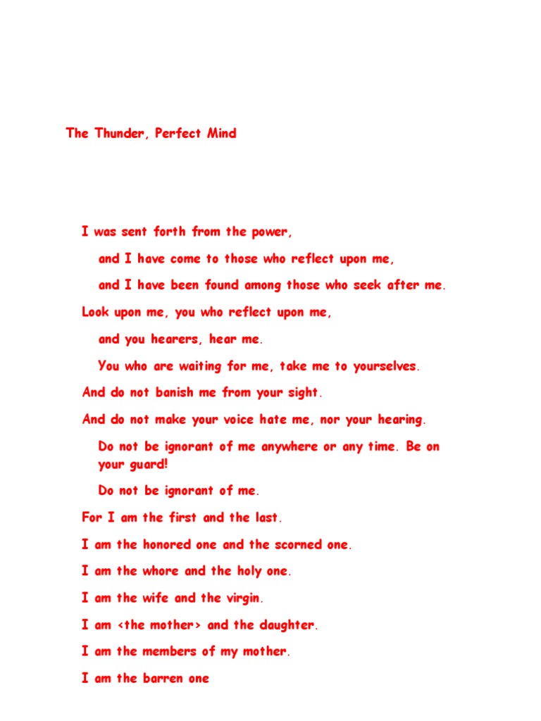 The Thunder, Perfect Mind | PDF | Religious Behaviour And Experience
