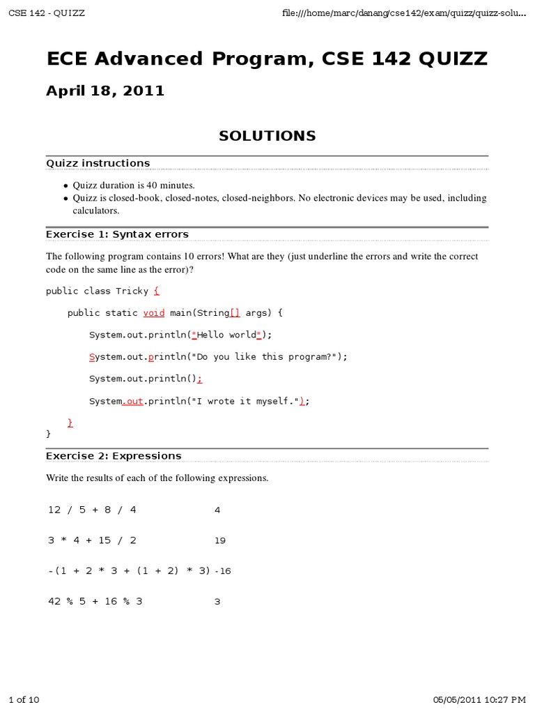 Quizz Solution | Download Free PDF | Method (Computer Programming) | Soft Drink