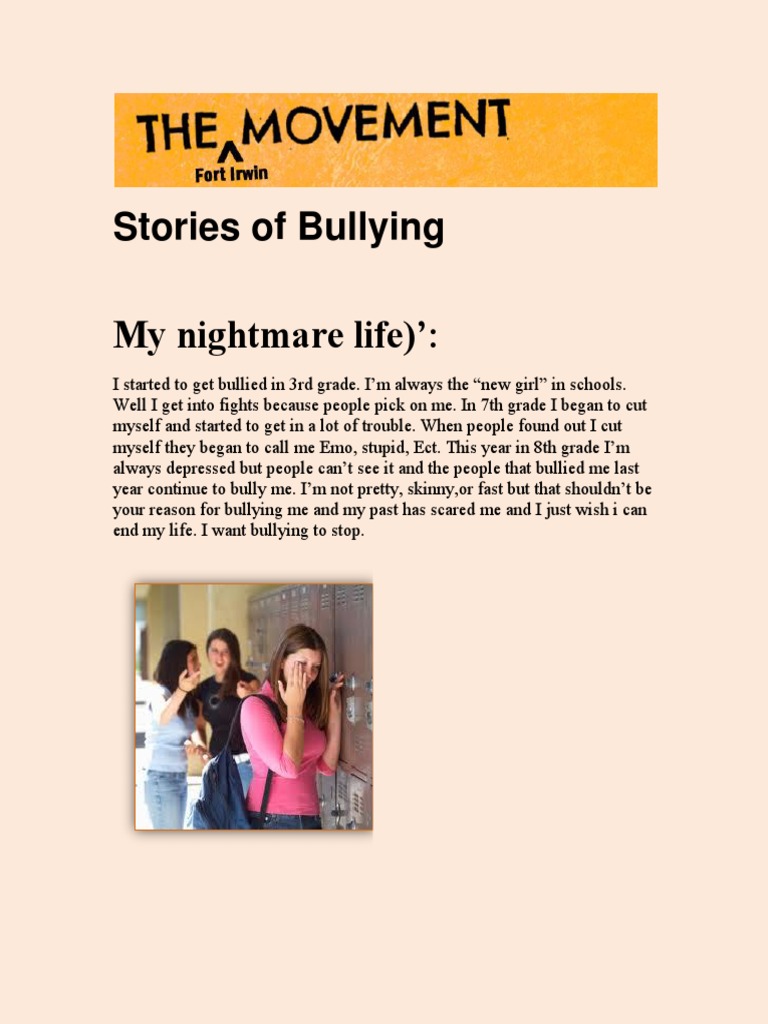 Stories of Bullying My Nightmare Life) ' | PDF | Bullying