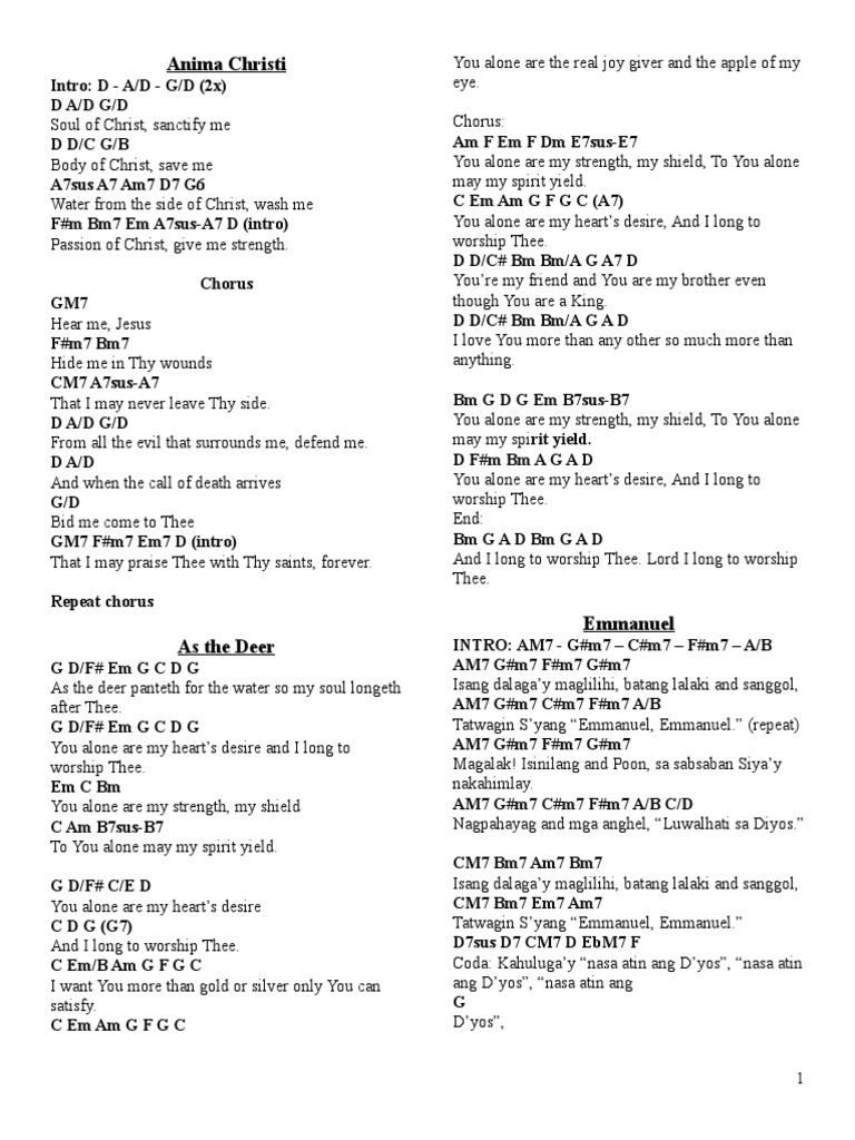 Catholic Mass Songs and Chords Guide | PDF