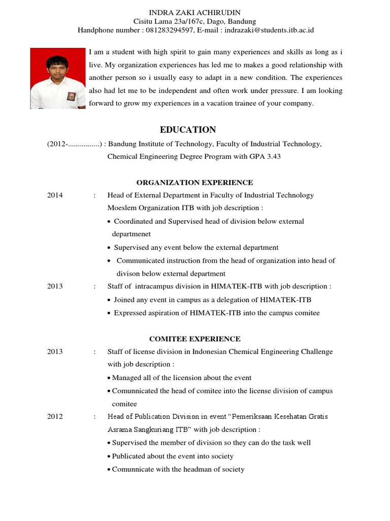 Curriculum Vitae Indra Zaki | PDF | Engineering | Cognition