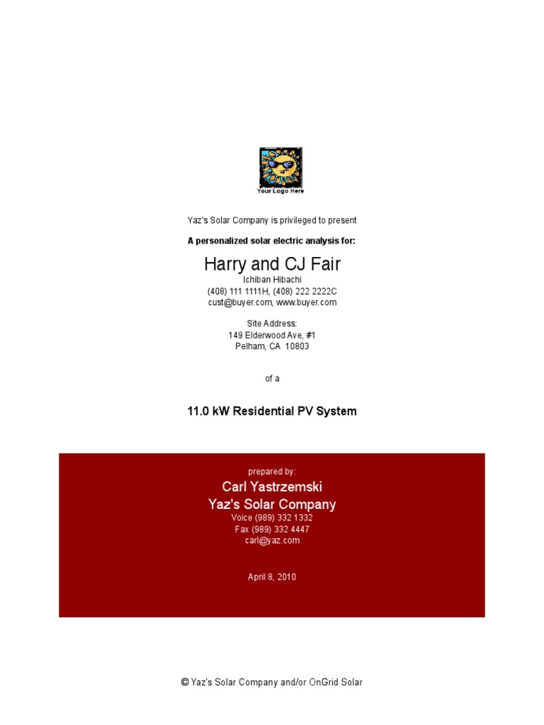 On Grid Long Proposal Examples | PDF | Interest | Photovoltaic System