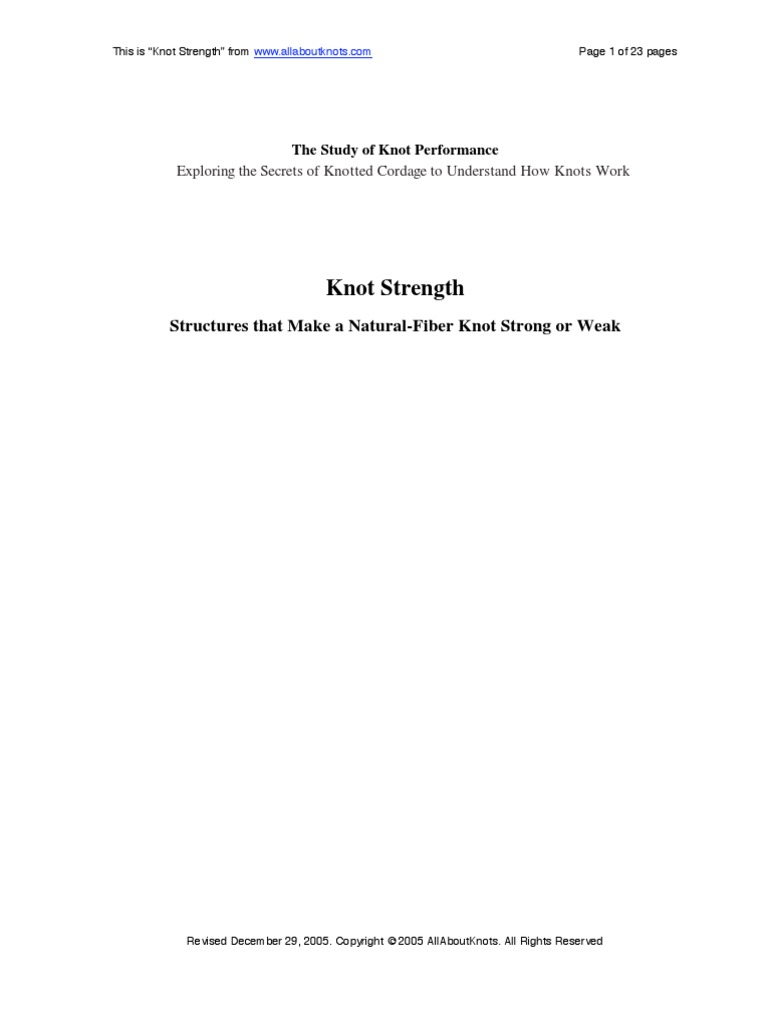 Knot Strength | PDF | Knot | Rope